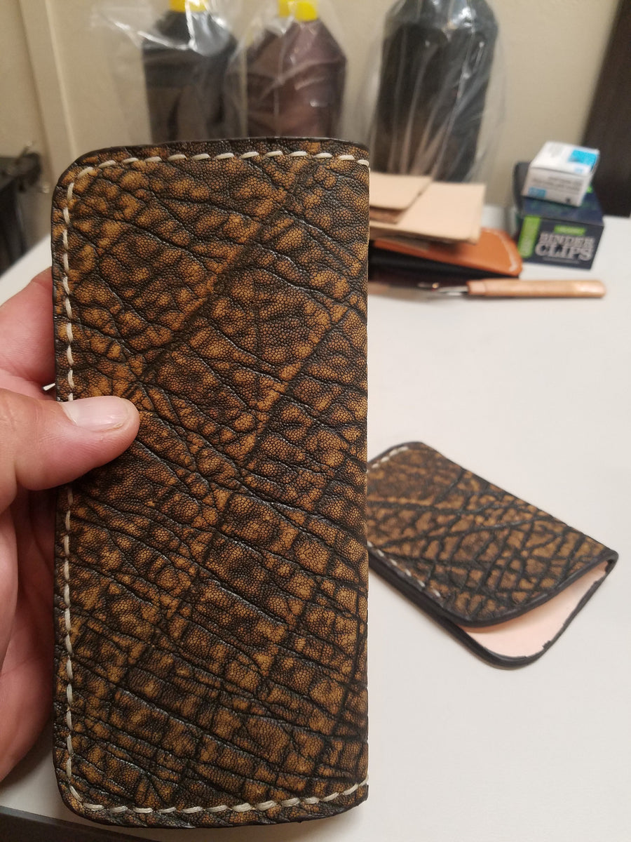 Elephant Skin Antique Saddle color Long wallet – O V leather